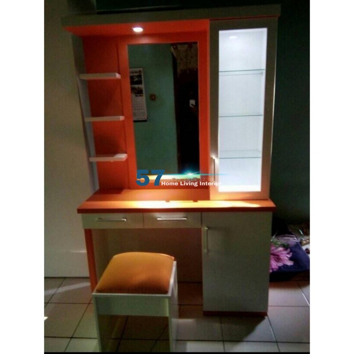 Jual Meja Rias minimalis Dan Lampu Bahan Multiplek HPL Free Desain dan ...