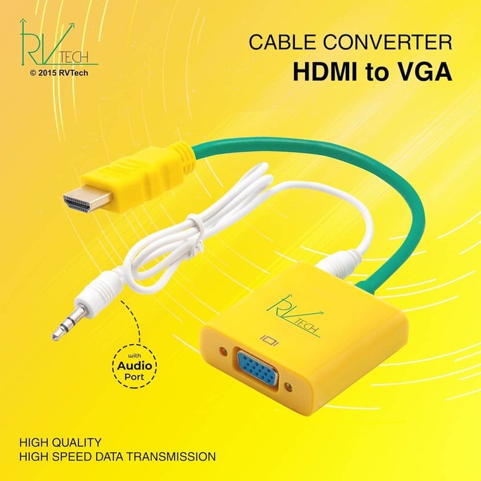 Jual Kabel Converter RVTECH HDMI to VGA+Audio / Konverter HDMI-VGA (Audio) | Shopee Indonesia