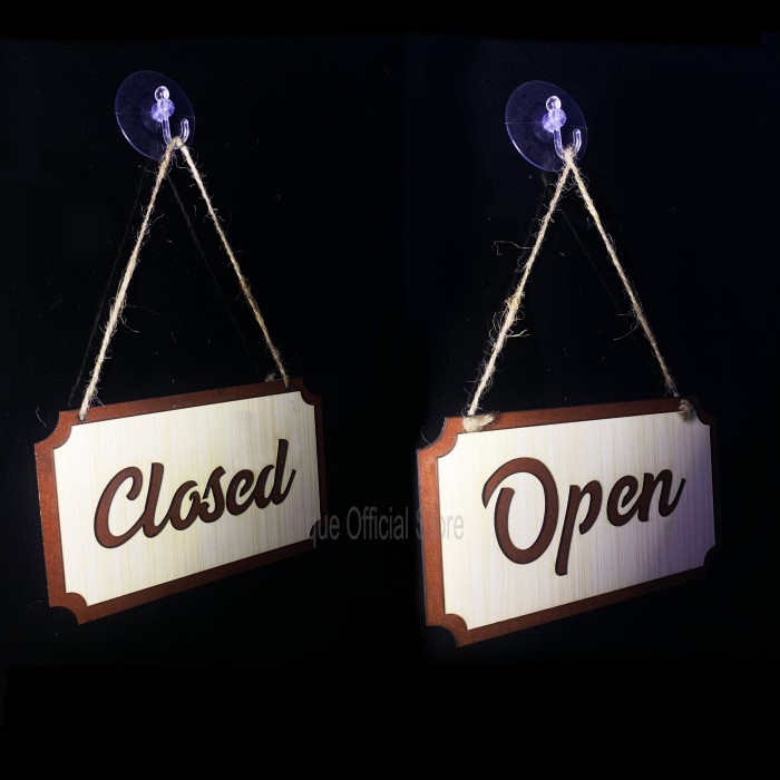 Jual Wooden Sign Open Close Gantung - Kayu Buka Tutup Cafe Toko ...