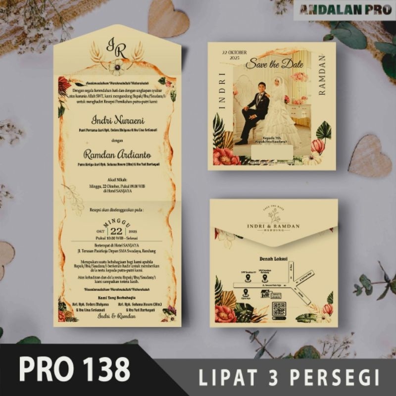Jual Kode Toko: S7 - 50 Desain Undangan Lipat 3 Persegi Bahan Jasmine ...