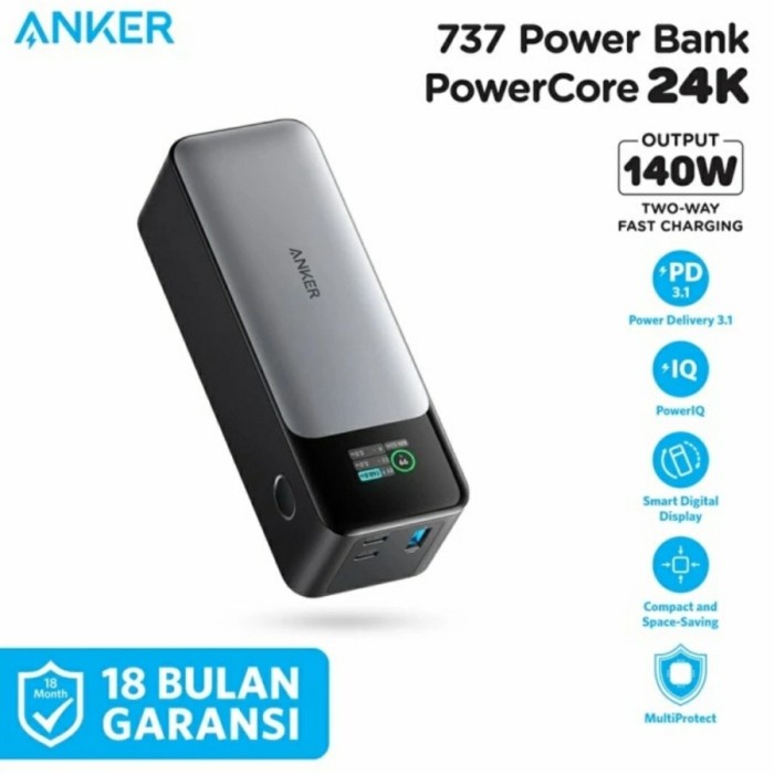 Jual Anker 737 GanPrime Powerbank 24000mAh 140W 45W PPS PD 3 Port USB A1289 | Shopee Indonesia