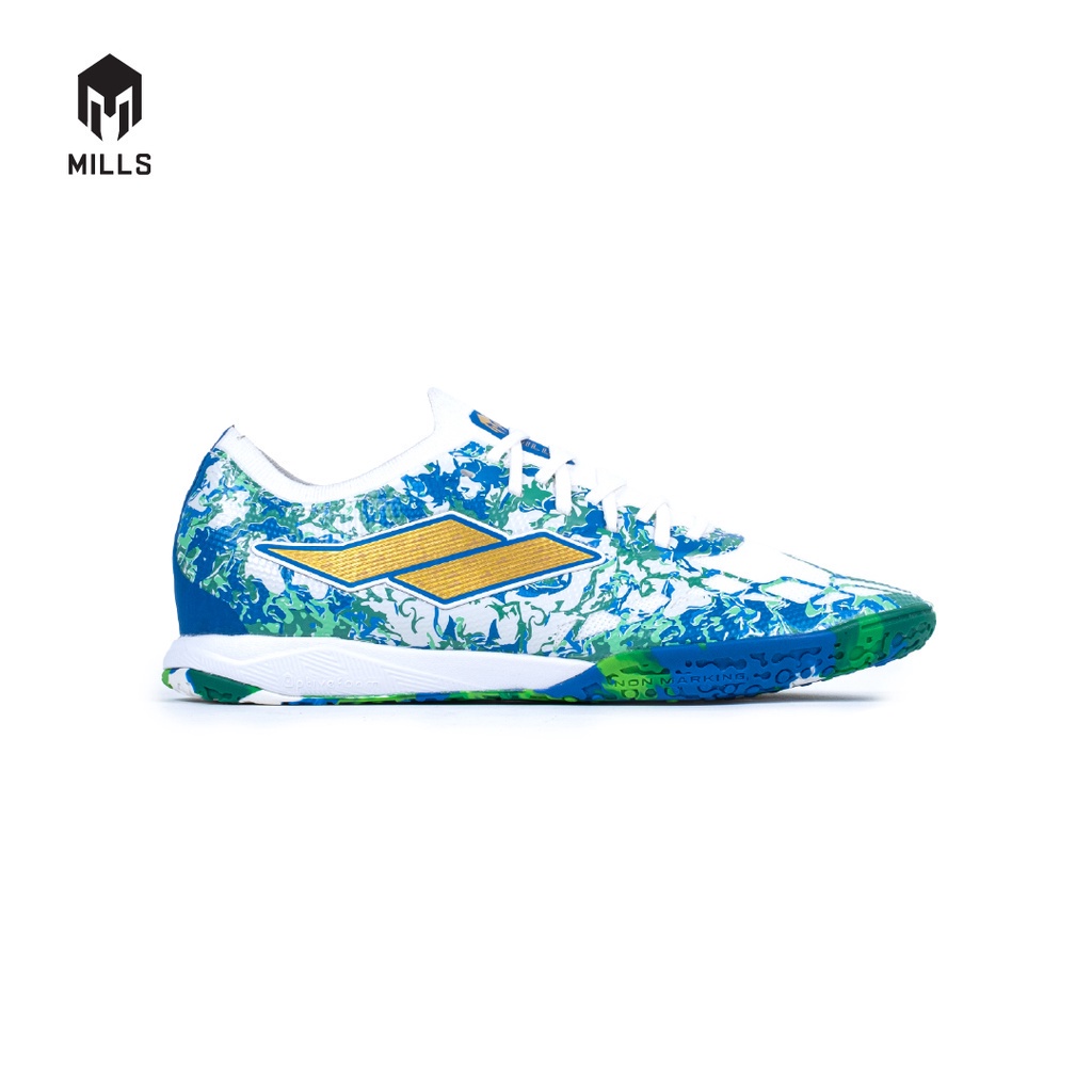 Jual MILLS Sepatu Futsal Xyclops Kaldera IN White / Green / Gold ...