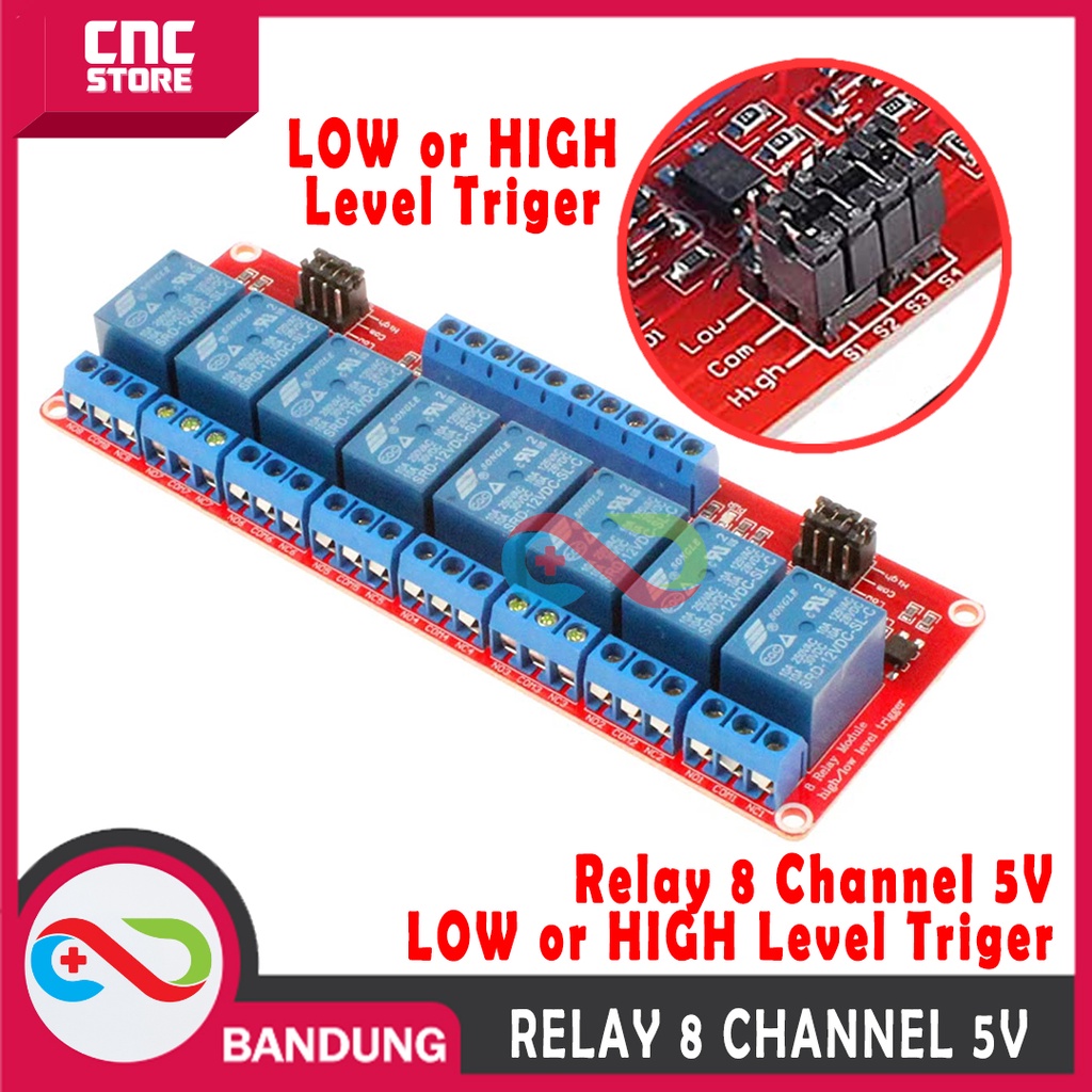 Jual MODULE RELAY 8 CHANNEL 5V WITH OPTO-ISOLATED HIGH OR LOW LEVEL ...