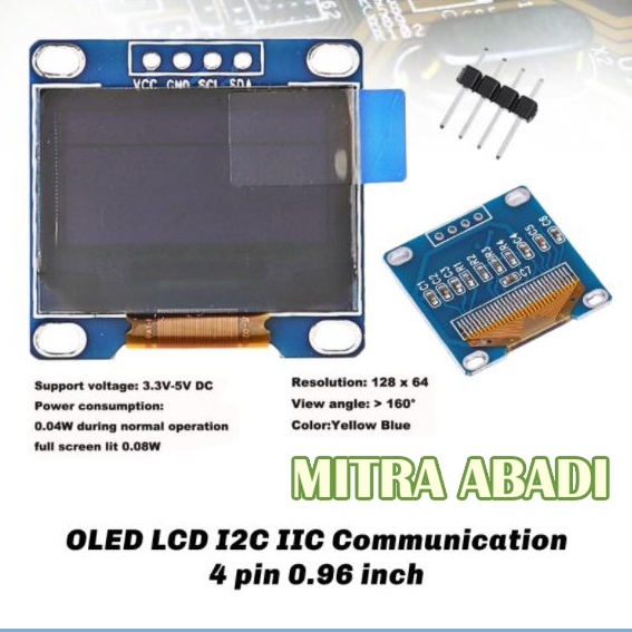 Jual OLED LCD I2C IIC Communication 4 pin 0.96 inch 128X64 Display ...