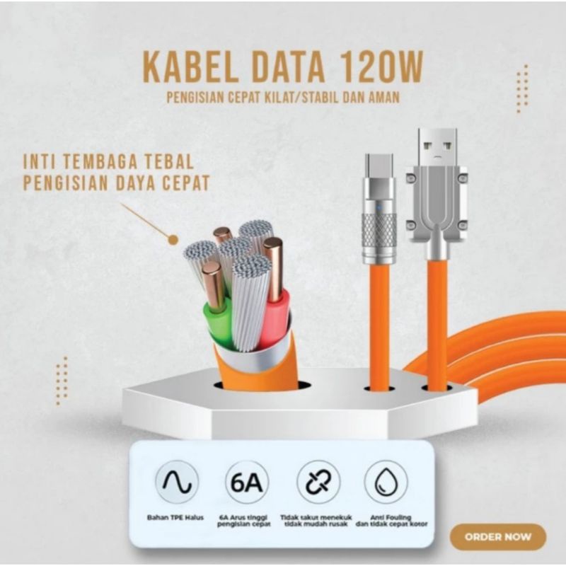 Jual KABEL DATA 6A KB-08 FASTCHARGING 120WATT USB MICRO DAN TYPE-C ...