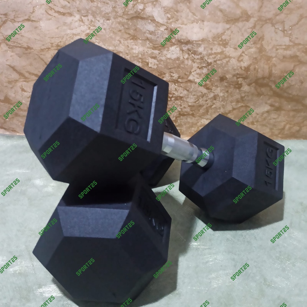 Jual Dumbell Dumbel Dumbbel Dambel Hex Hexagonal Rubber ROX 15 Kg ...