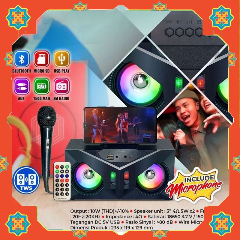 Jual Speaker Advance Bluetooth Music Box Karaoke Free Mic | Shopee ...