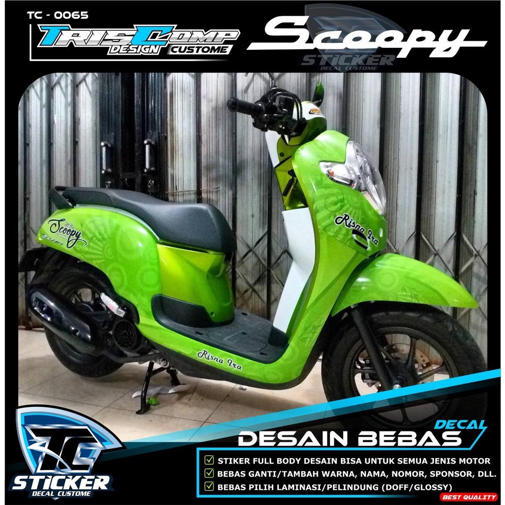 Jual Decal Sticker Scoopy Scupy Injeksi Full Body Desain Hijau Daun - Dekal Stiker Fullbody ...