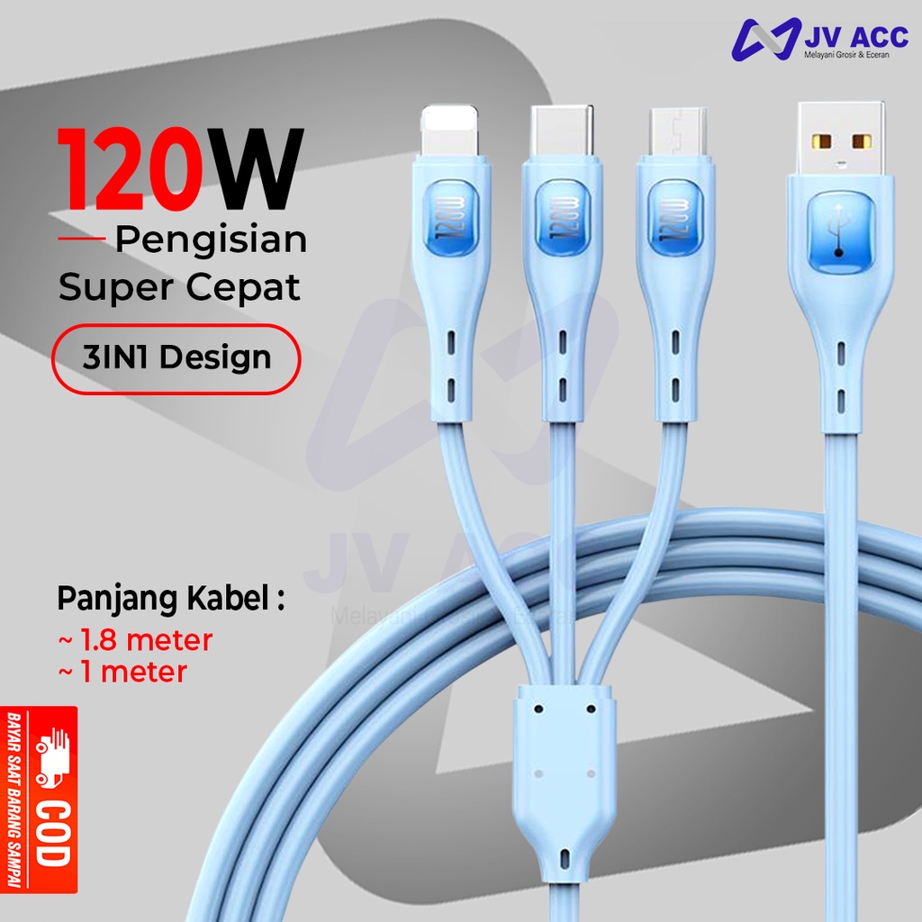 Jual NVN-KD43 KABEL DATA CHARGER 3IN1 FAST CHARGING MICRO TYPE TIPE C | Shopee Indonesia