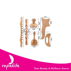 Jual 6 pcs wood massager set with Gua Sha / alat pijat terapi set kayu ...