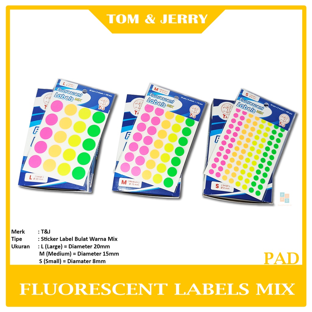 Jual Tom And Jerry Fluorescent Label Mix Ukuran S M L Pad Shopee