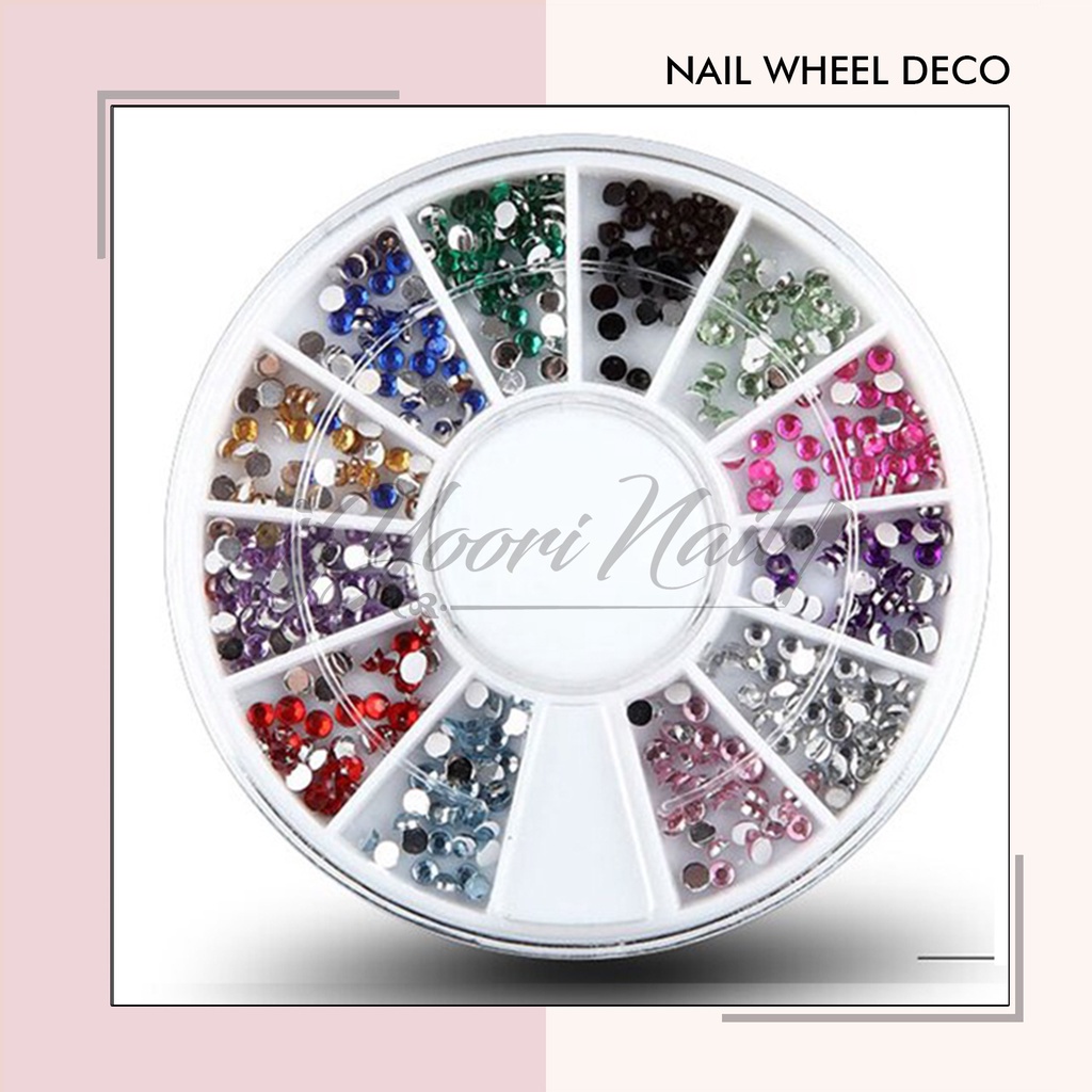 Jual Nail deco wheel nail art rhinestones colorful square star ...