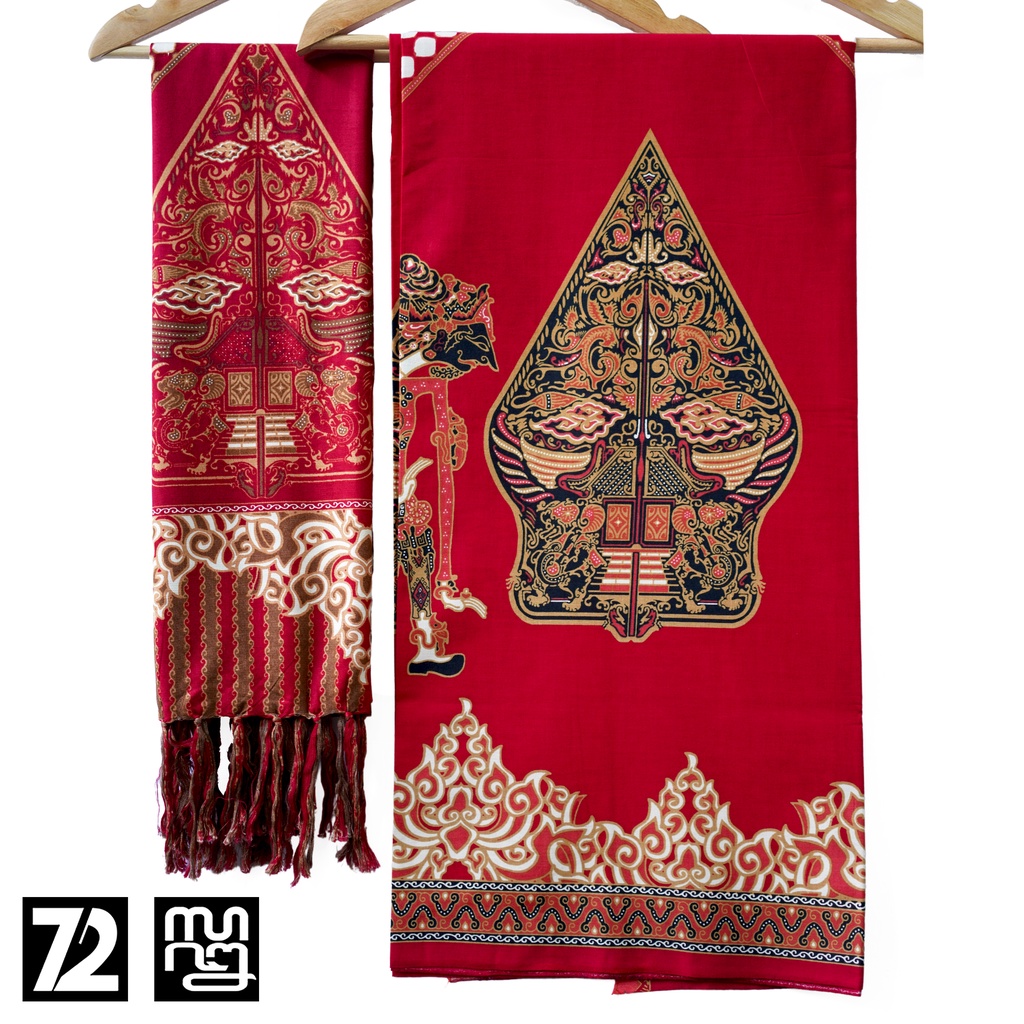 Jual Kain Dan Selendang Premium Motif Wayang Warna Merah Burgundy Muda ...