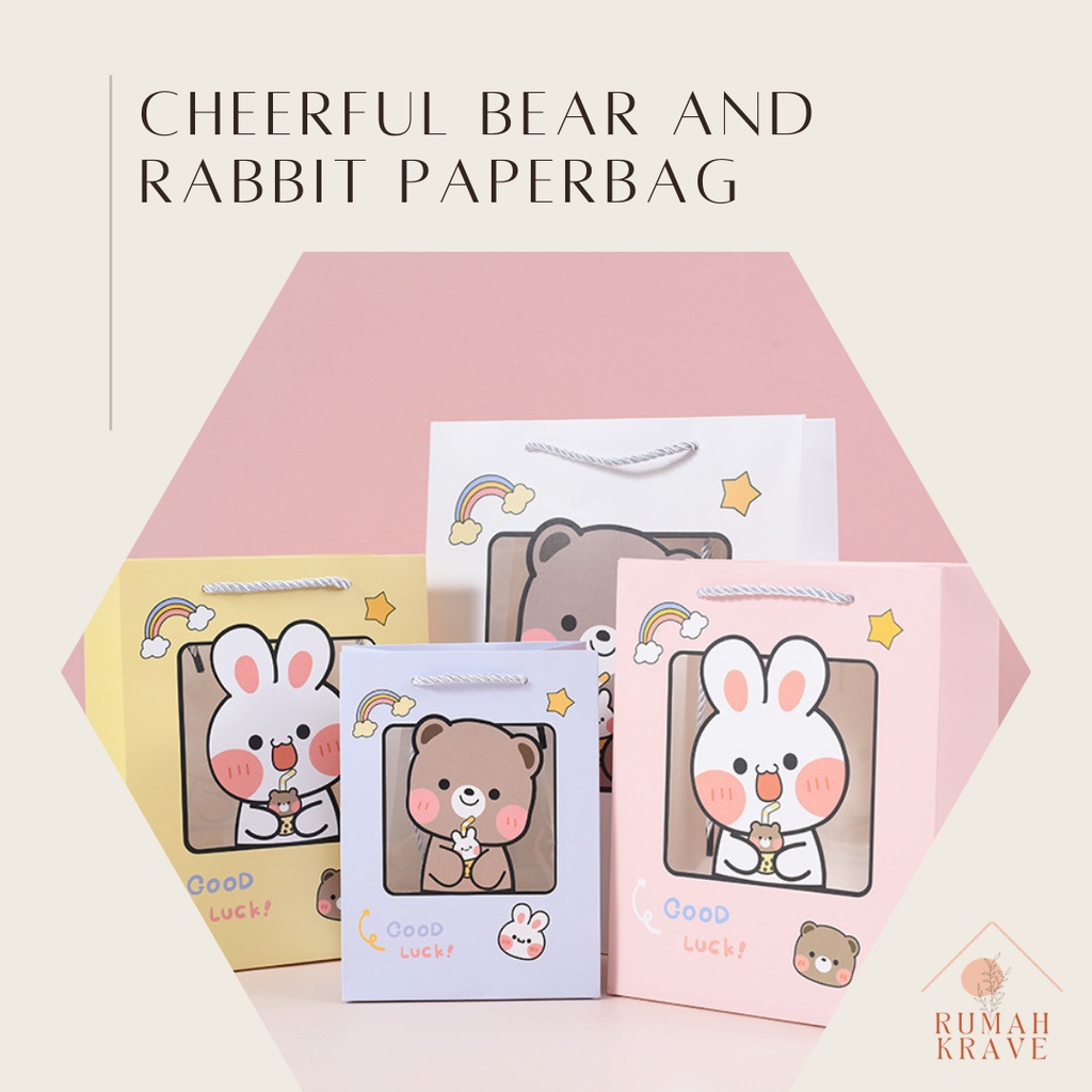 Jual RUMAH KRAVE - Cheerful Rabbit and Bear Paperbag 25x12x33 cm Tas ...