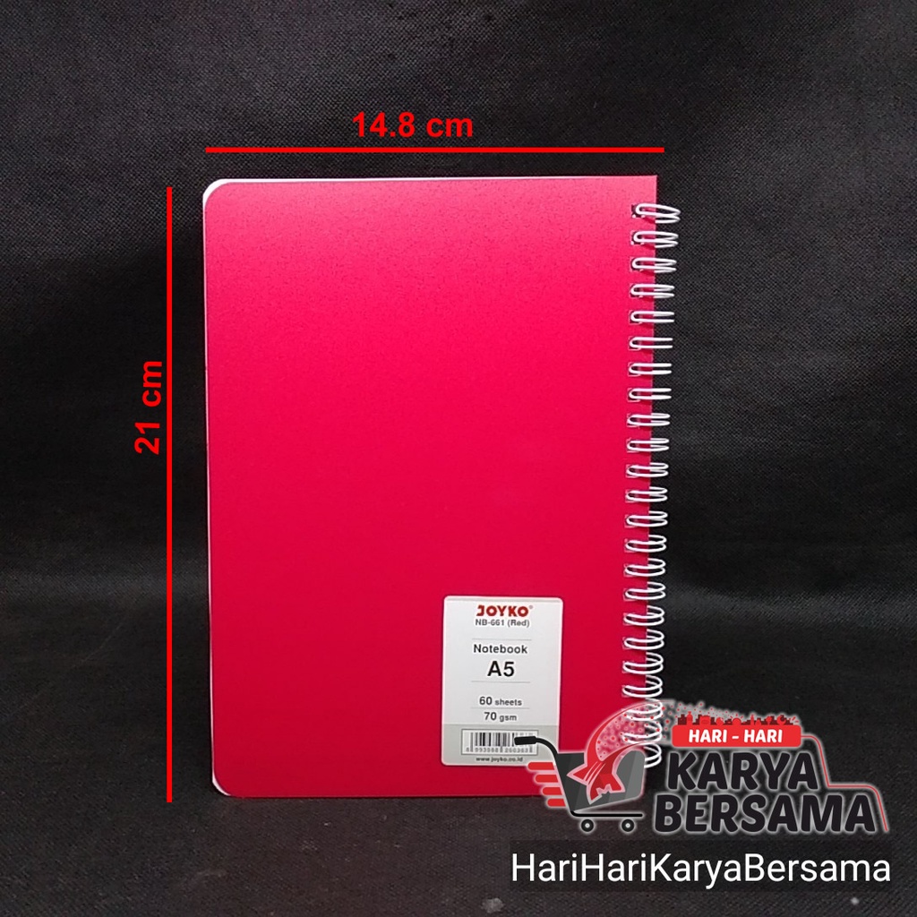 Jual JOYKO NOTEBOOK A5 NB-661 RED BUKU CATATAN BERGARIS ISI 60 SHEETS ...