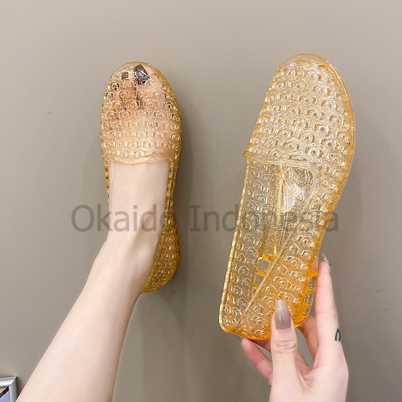 Jual OKAIDO Sepatu Wanita Bahan PVC Transparan Anti Air Gaya Korea ...