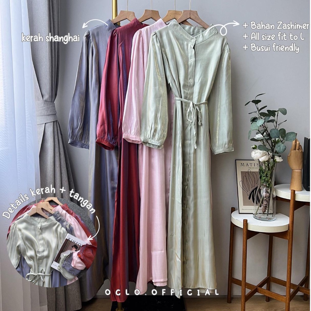 Jual Oclo Feizra Dress 4088 gamis wanita shimmer shine polos premium ...