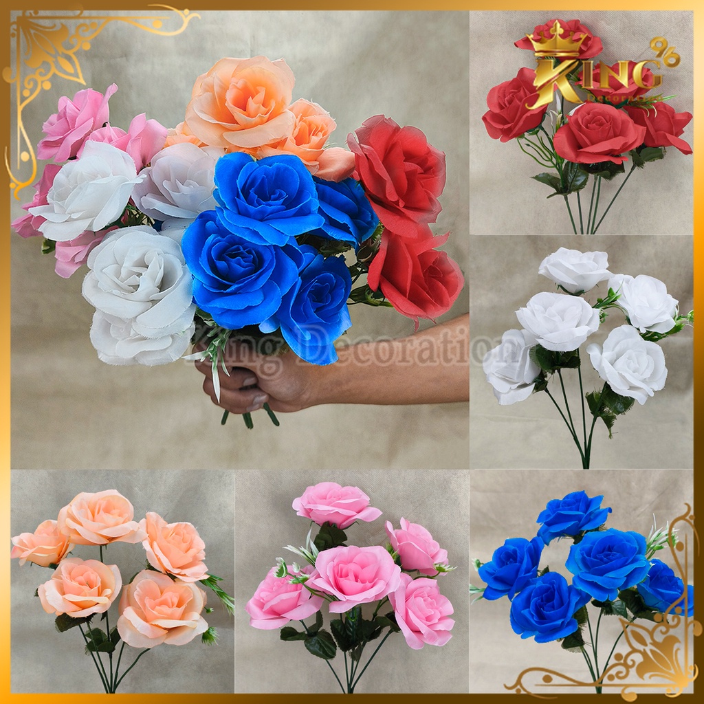 Jual BUNGA MAWAR ROSE TANGKAI 5 MURAH ARTIFICIAL - MAWAR PLASTIK ROSE ...
