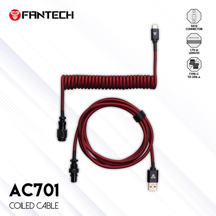 Jual Fantech Coiled Cable Type C Aviator AC701 Kabel Keyboard ...