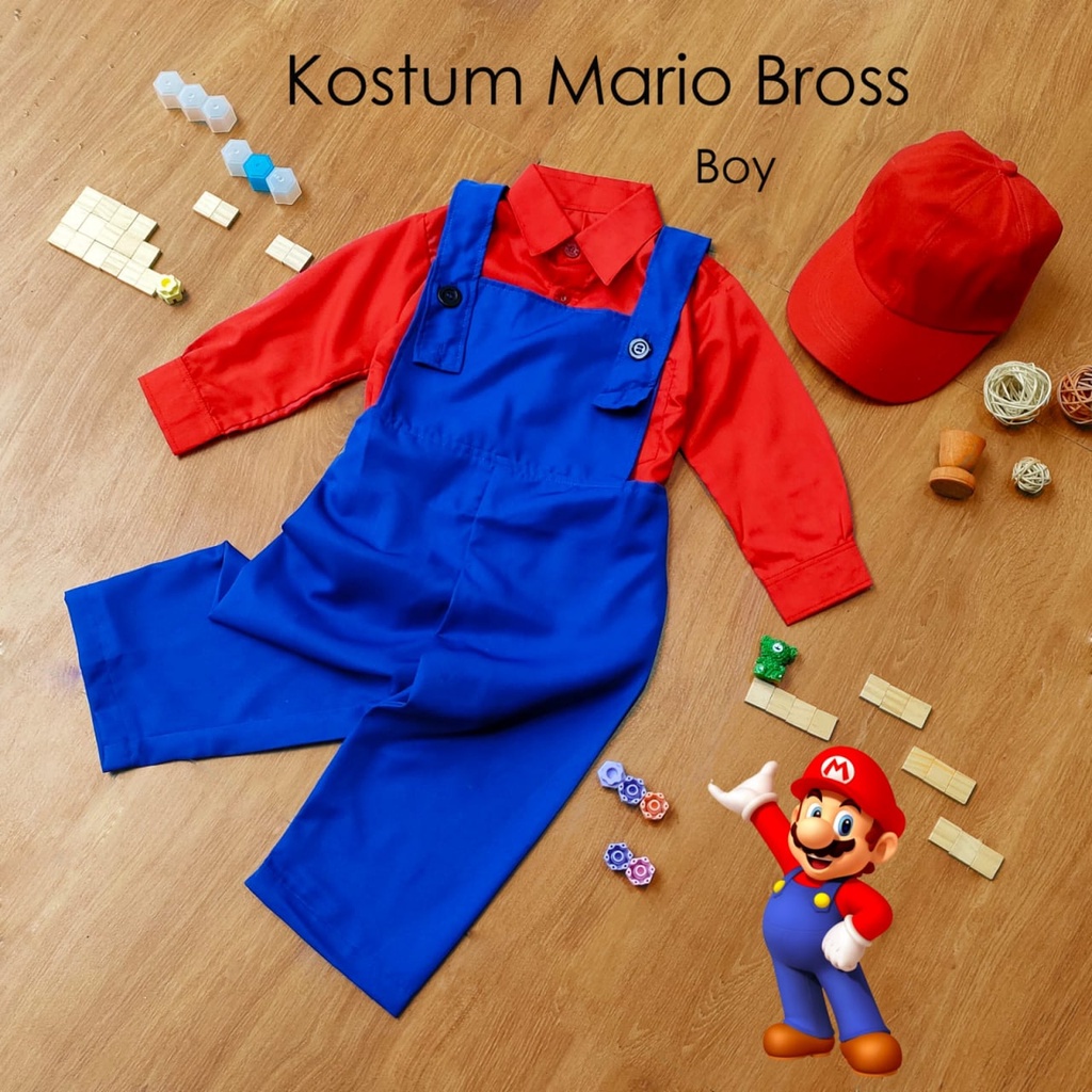 Jual Kostum Super Mario Bross / Luigi Anak Baju Cosplay Karakter Anime ...