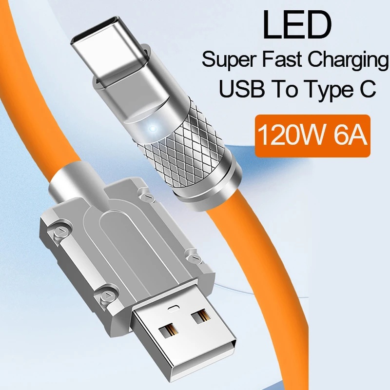 Jual 120W Charger Micro USB Type C 1M 6A Bahan Silikon Kabel Data ...