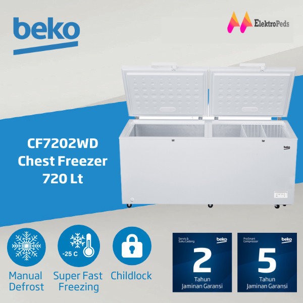 Jual Beko Chest Freezer 720L with external handle CF7202WD - White ...