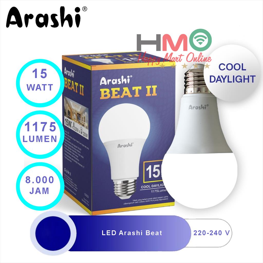 Jual Lampu Bohlam LED Arashi Beat 15 Watt Cahaya Putih Garansi 1 Tahun | Shopee Indonesia