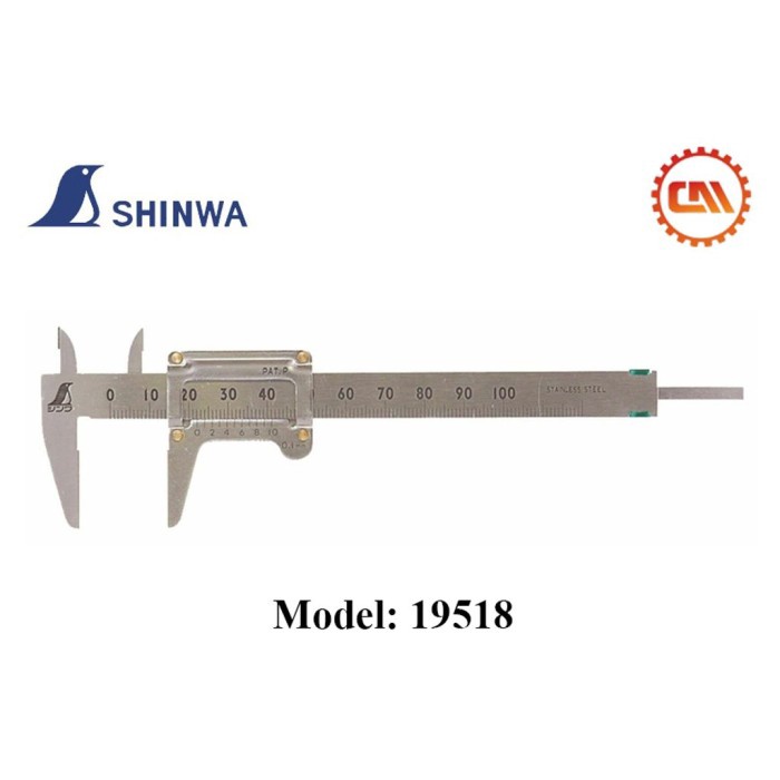 Jual SHINWA 19518 Jangka Sorong Sigmat 100 mm Stainless Steel Caliper 100mm (4'') | Shopee Indonesia