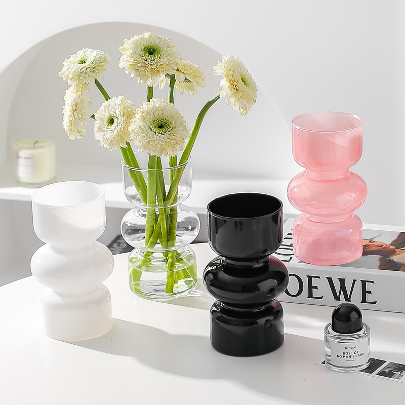 Jual Home Decor Flower Vase Kaca Transparan Hitam Vas Bunga Wadah ...