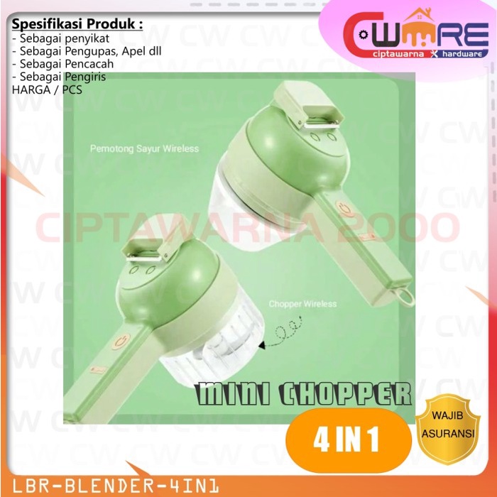 Jual Mini Food Chopper Blender Bumbu Manual 4 IN 1 - LBR CW2H | Shopee ...