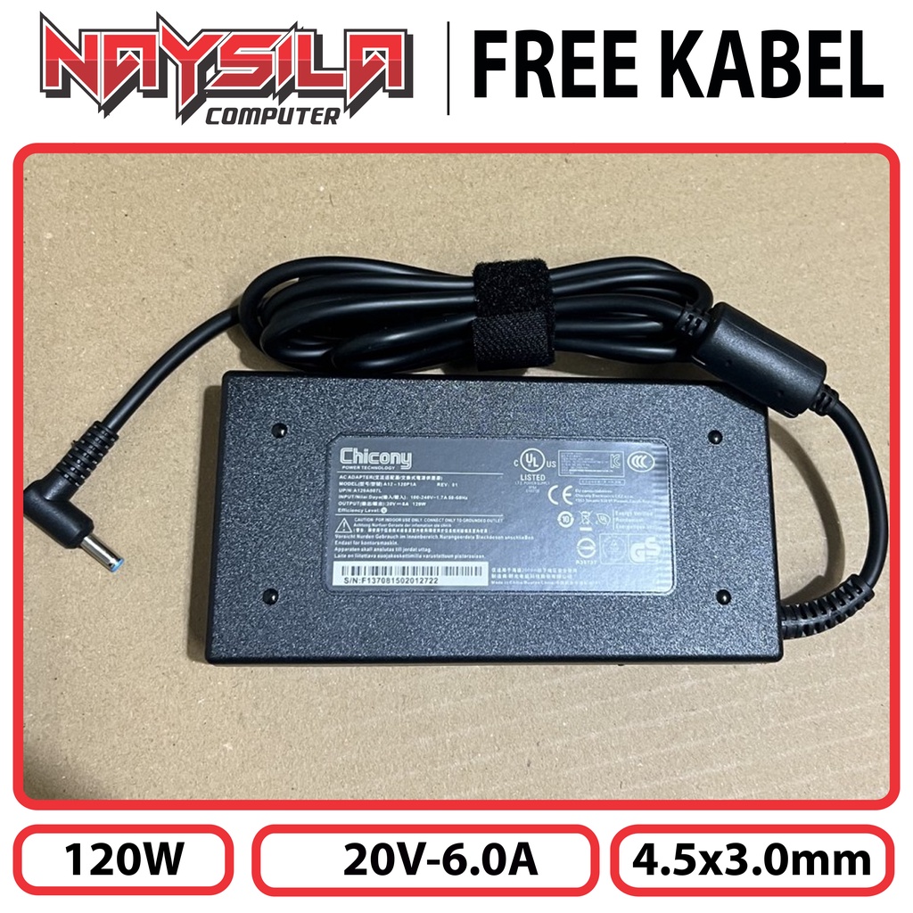 Jual Adaptor Charger Original MSI GF63 Thin 20V 6A Dc. 4.5×3.0mm 120W | Shopee Indonesia