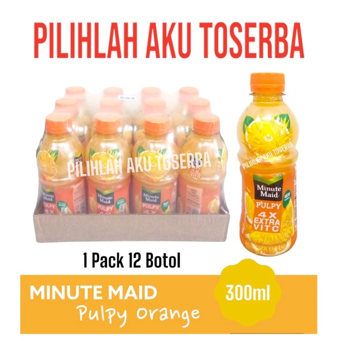 Jual Minute Maid Pulpy Orange Botol Pet 300 ml -(HARGA 1 PACK ISI 12 ...