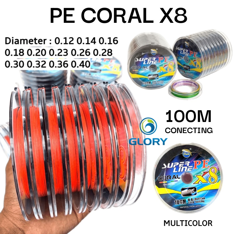 Jual Senar Pancing Pe X8 Orca Coral Super Line Multicolor 100 Meter ...