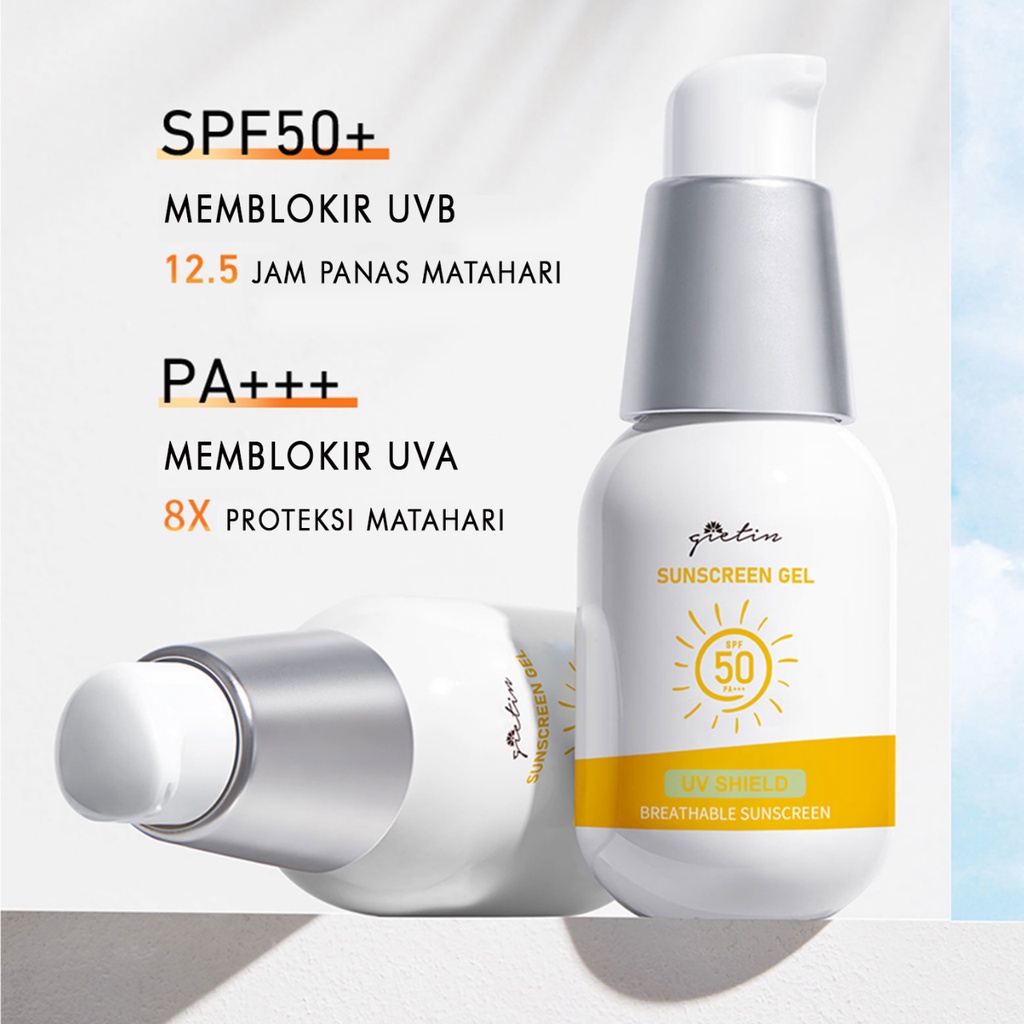 Jual BPOM Gietin Sunscreen Gel Solar Smart UV Protector SPF 50 PA+++ 35ml UV Shield Breathable ...