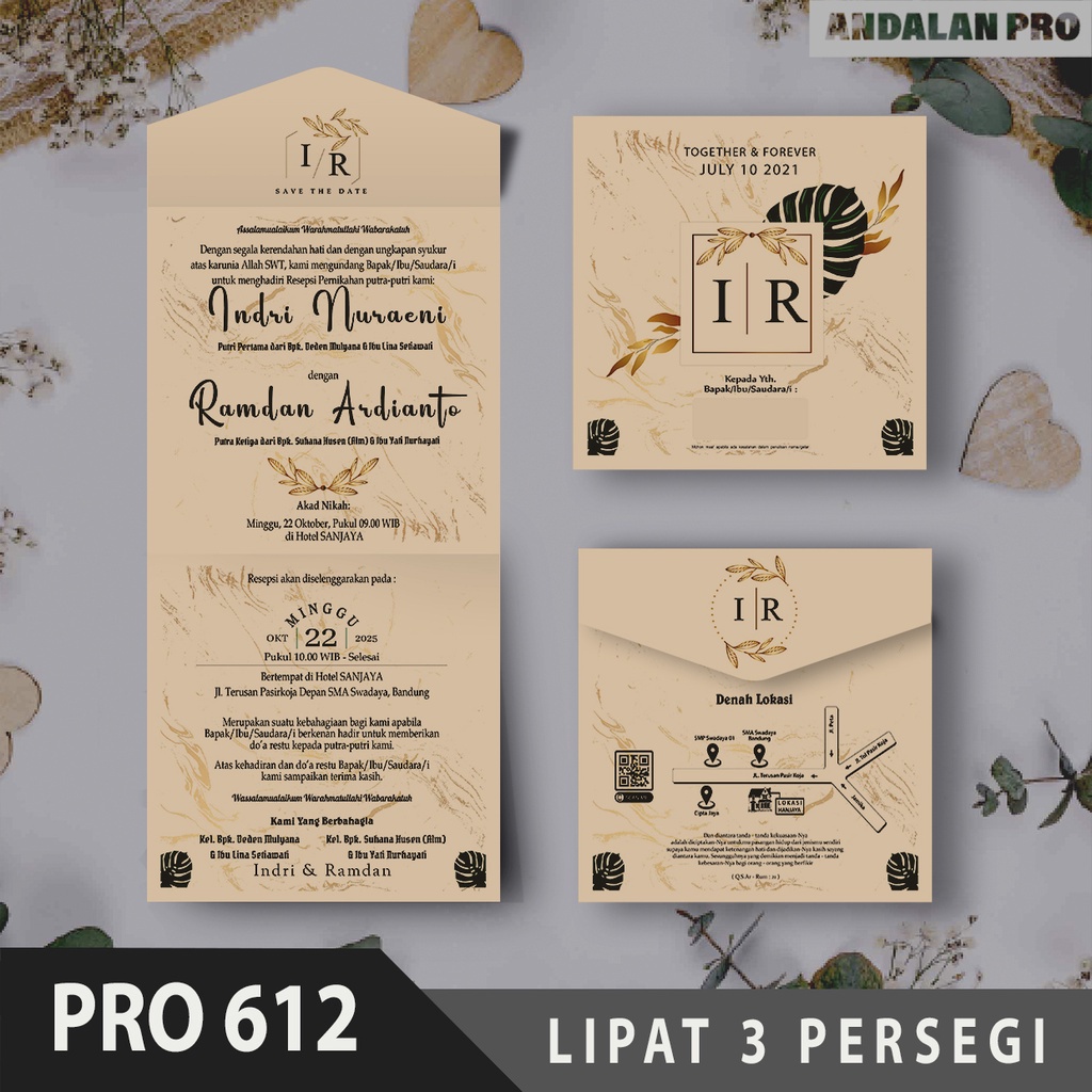 Jual Kode Toko: S7 - 50 Desain Undangan Lipat 3 Persegi Bahan Jasmine ...