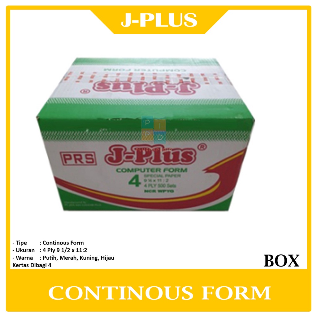 Jual J-PLUS - Continous Form 91/2 x 11 4 Ply/2 NCR Kertas Komputer ...