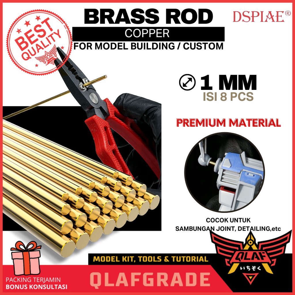 Jual BEAM BRASS 1 mm SOLID - 8pcs DSPIAE copper rod custom model kit ...