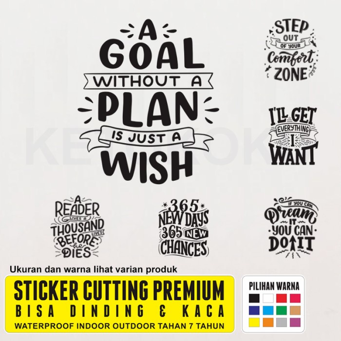 Jual Stiker Katakata Motivasi Kerja Quotes Dinding Kaca Kafe Kamar ...