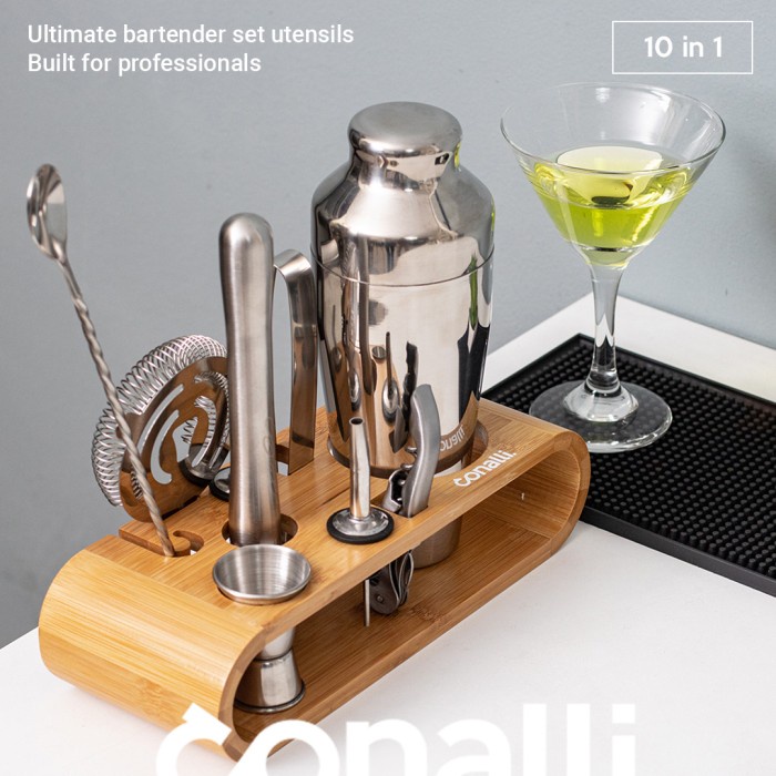 Jual Cocktail Shaker Set 550ml - Alat Bartender Stainless 10 in 1 Bar ...