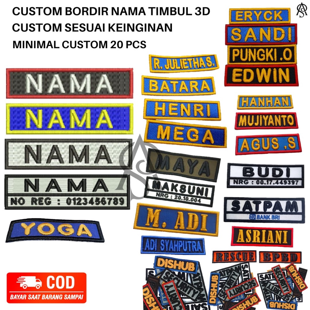 Jual Bordir CUSTOM BORDIR NAMA SENDIRI | BORDIR CUSTOM NAMA Bordiran ...