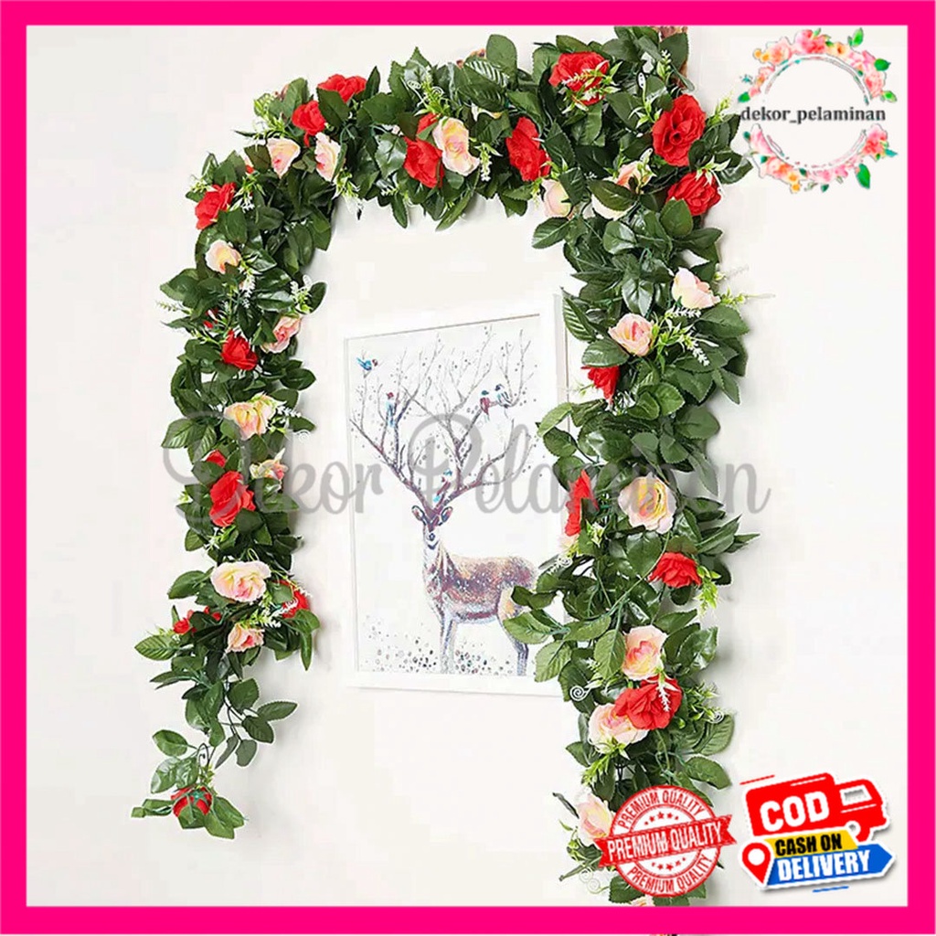 Jual Bunga Rambat Juntai Garlan Rose X10 - Bunga Rose X10 Artificial ...