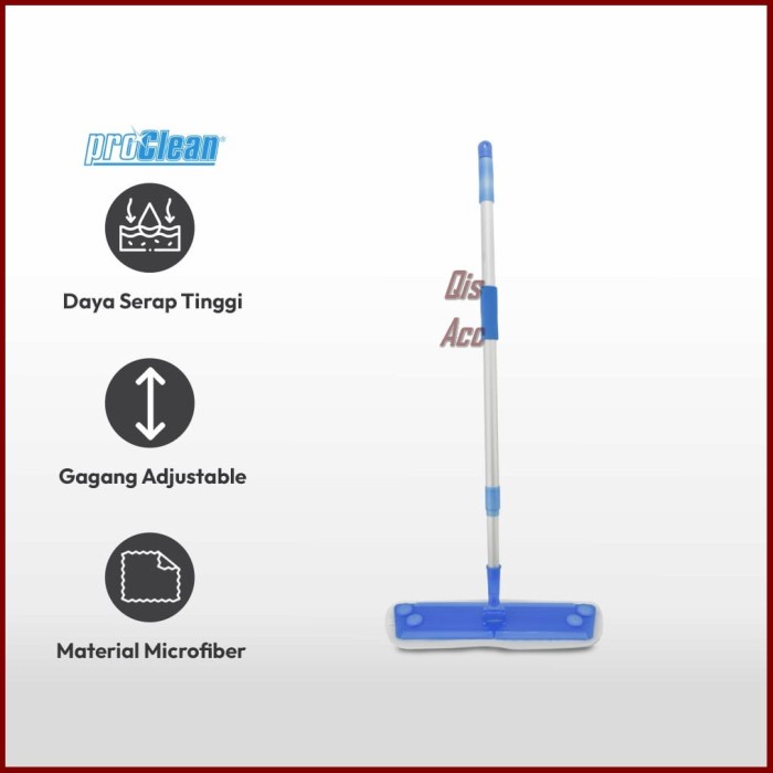 Jual PROCLEAN Alat Pel Microfiber Flat Mop Gagang Teleskopik RS06 ...