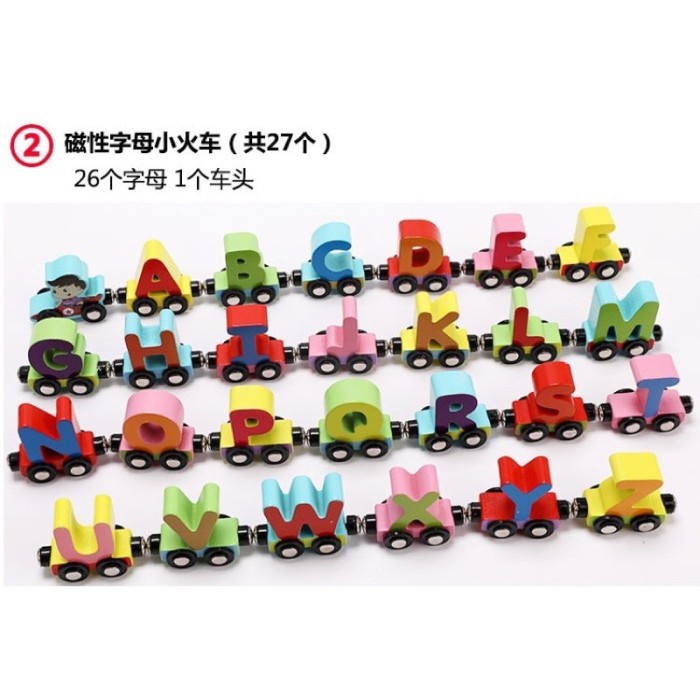 Jual magnetic alphabet number trains set ABC 123 magnet train mainan ...