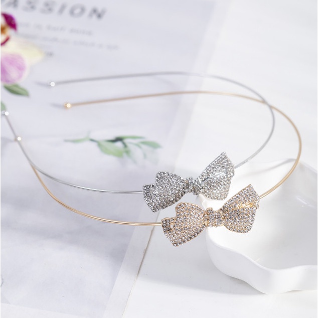 Jual Bando Besi Korea Tipis Motif Pita Berlian Pesta / Bando Rambut ...