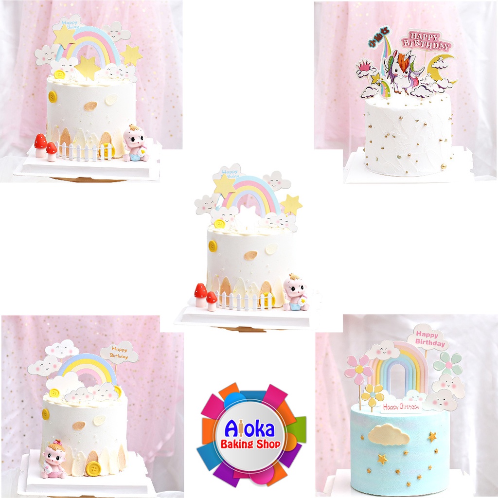 Jual Topper Cloud Rainbow Unicorn Cake / Dekorasi Kue Ulang tahun Awan ...