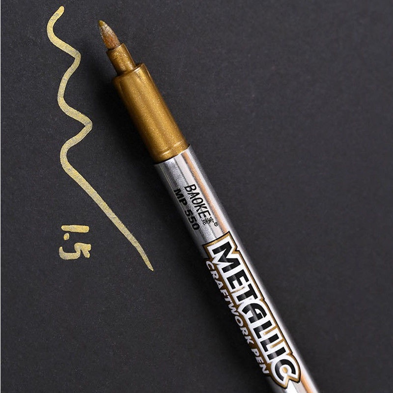 Jual COD-Metallic Pen Baoke Gold Silver Pen Marker Spidol metalik emas ...