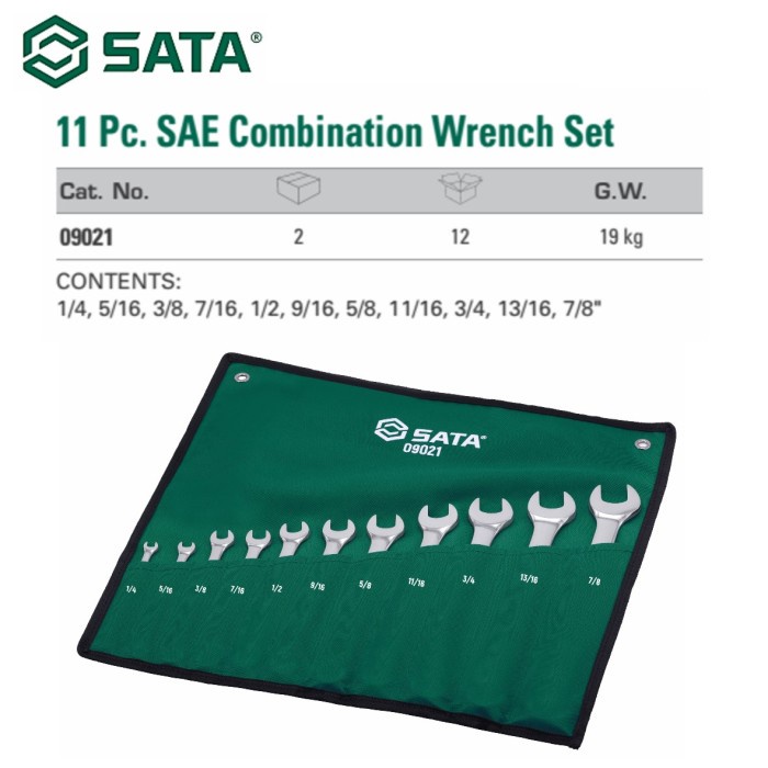 Jual SATA 09021 Kunci Ring Pas Kombinasi Inci 11 Pcs Combination Wrench ...