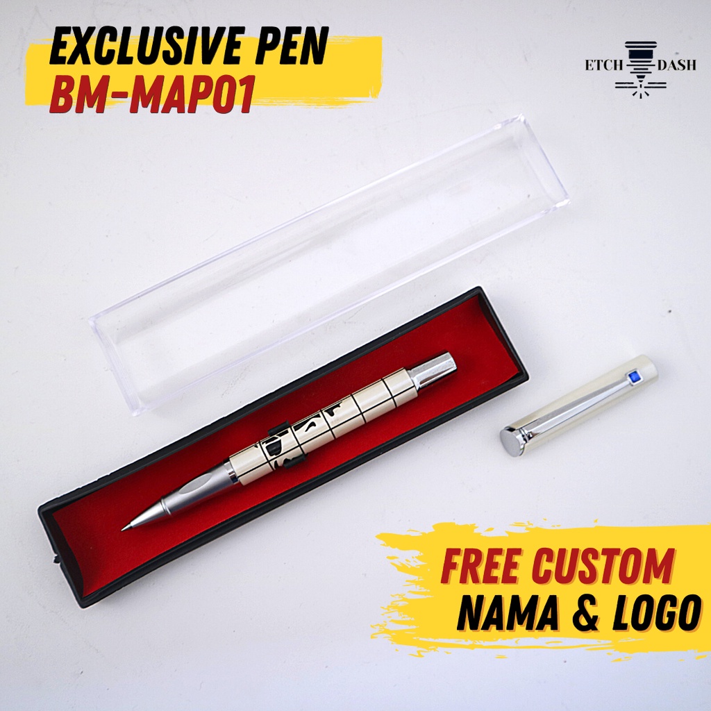 Jual Pulpen Metal Putih Motif Peta Map + Box Merah Elegan untuk ...