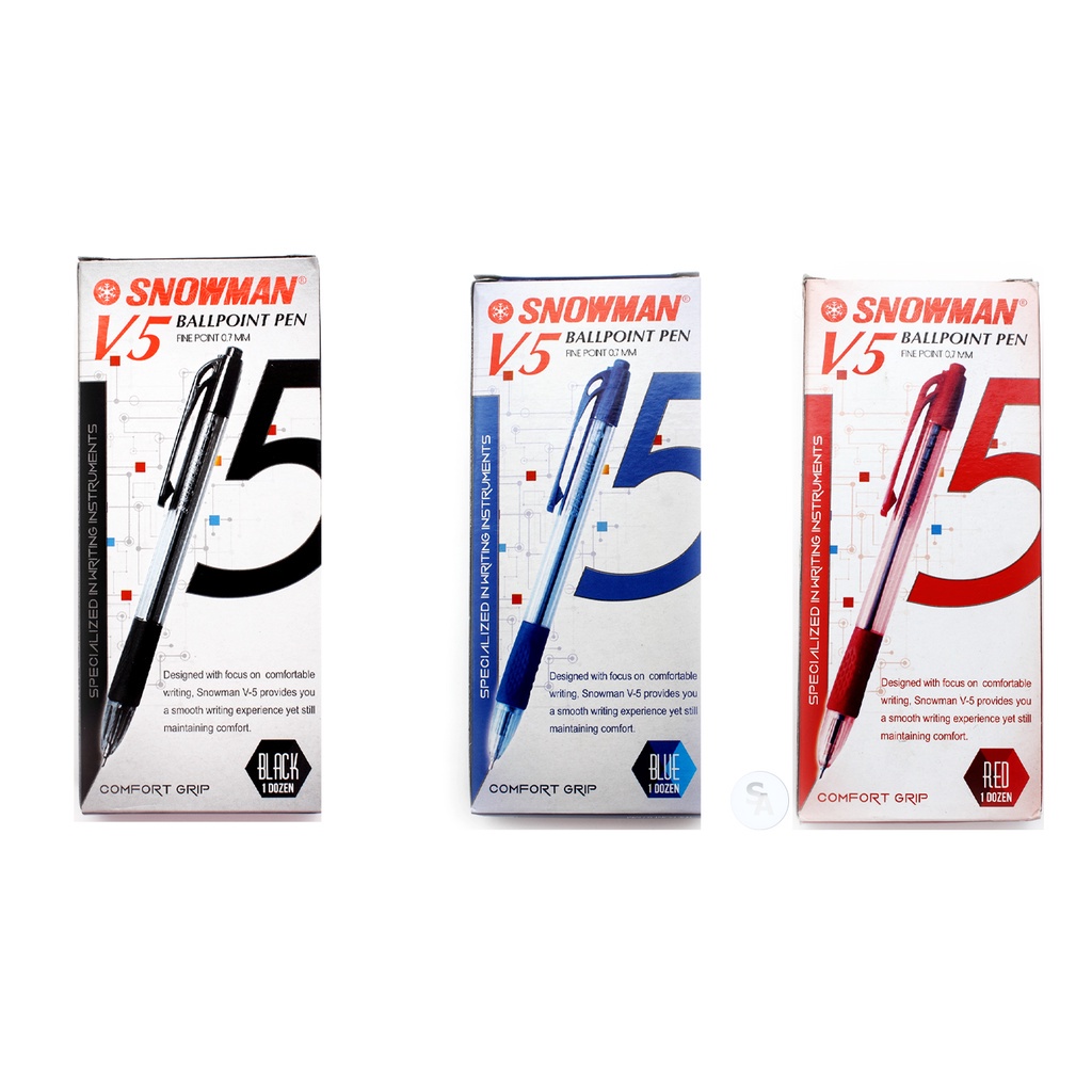 Jual SNOWMAN - Gel Pen V5 Pulpen 0.7 Hitam - Biru - Merah - Pcs ...