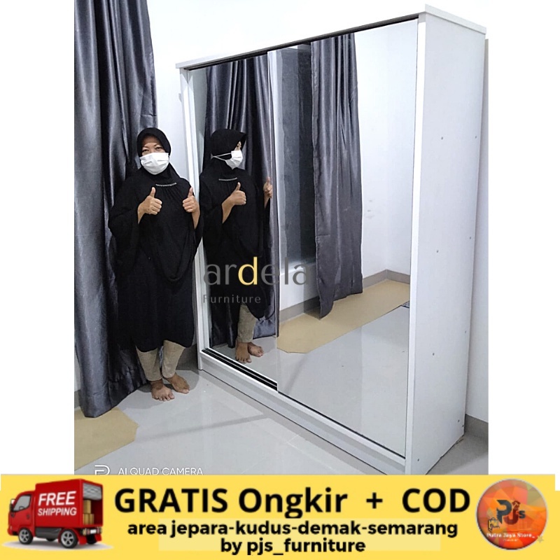 Jual Lemari Pintu Sliding 2 Pintu Cermin Model Mewah Murah Minimalis ...
